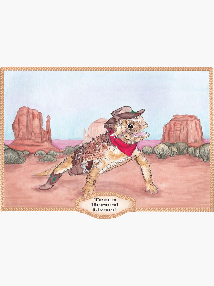 "Cowboy Horned Lizard" Sticker for Sale by mothmanatee | Redbubble