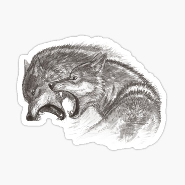 "Inktober Day 9 - Wolves" Sticker for Sale by GaiaSorrentino | Redbubble