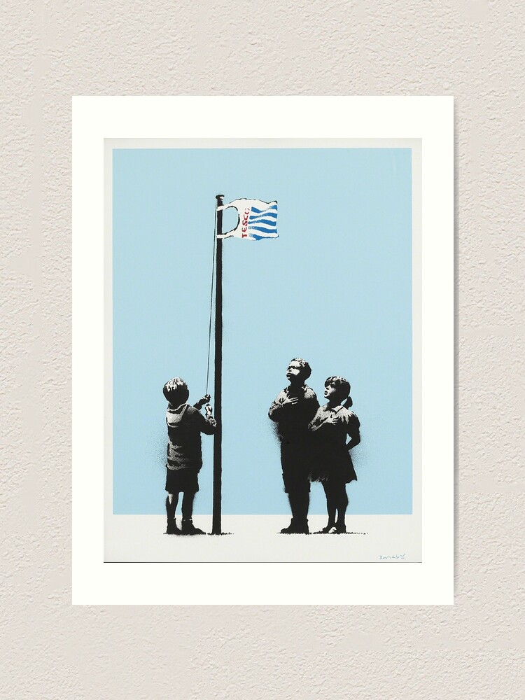 "Very Little Helps by Banksy - Children Salute a Tesco Flag" Art Print ...