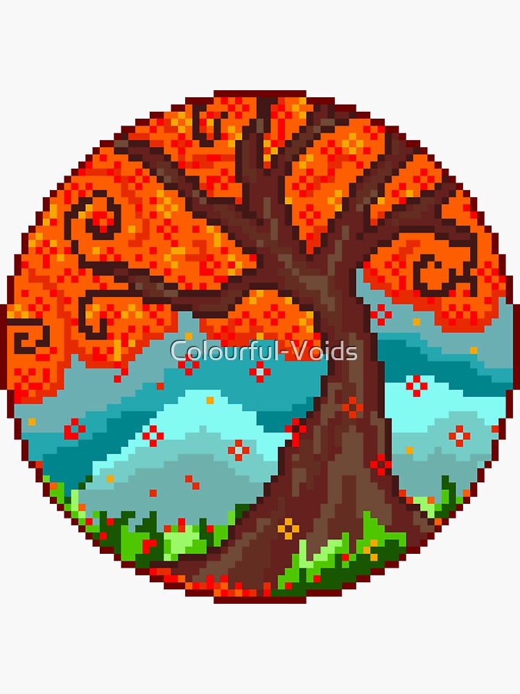 "Autumn Tree Pixel Art" Sticker for Sale by Colourful-Voids | Redbubble