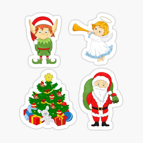 "Christmas Sticker Set Sticker , santa cruz , tree and the elf" Sticker ...