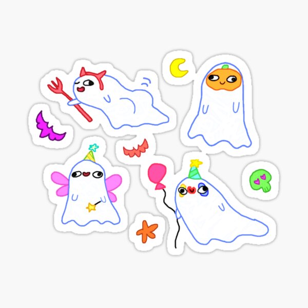 "Halloween ghost party! ( sticker set 1 cute halloween ghost doodle ...