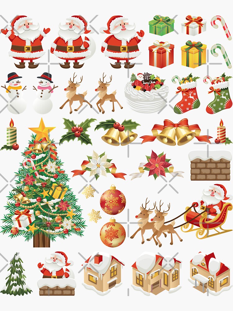 "Christmas Sticker Set Sticker , santa cruz , tree and the elf" Sticker ...
