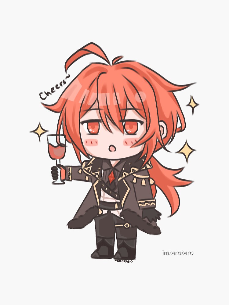 "Genshin Impact: Diluc "Cheers~" " Sticker for Sale by imtarotaro ...