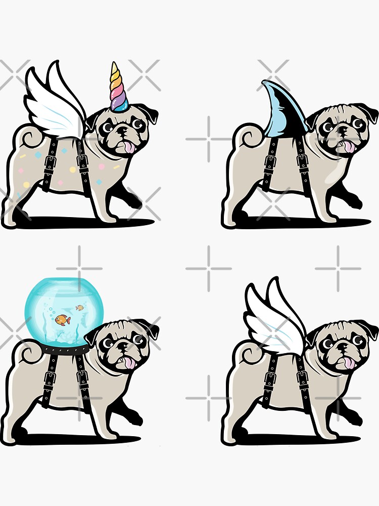 "Pugs - sticker pack " Sticker for Sale by vinpez | Redbubble