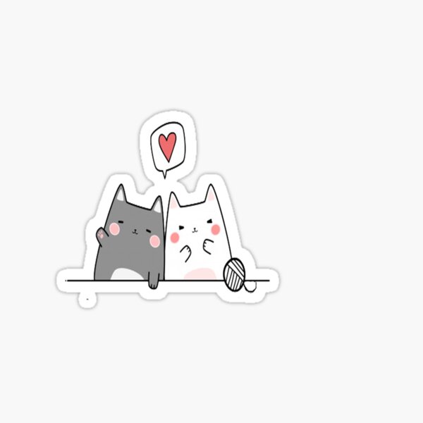 "cute cat couple" Sticker by elnahal | Redbubble