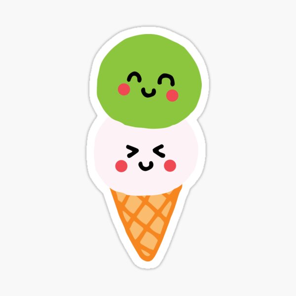 "Kawaii Matcha & Vanilla Ice Cream" Sticker for Sale by cheekimori ...