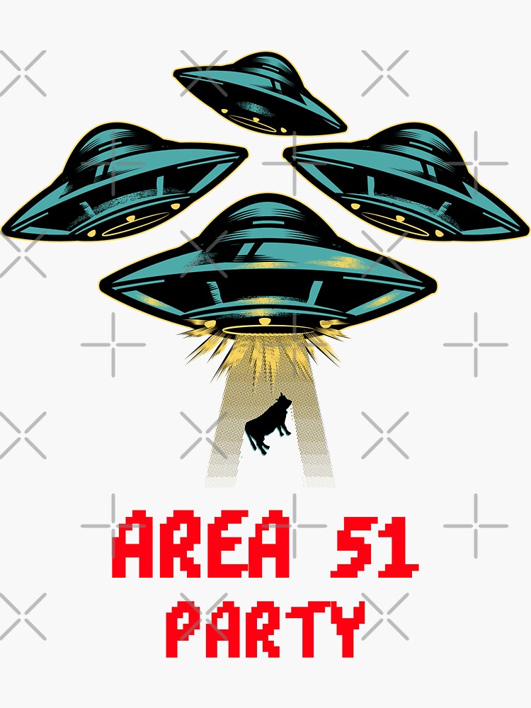 "Area 51 party" Sticker for Sale by sociedadsecreta | Redbubble