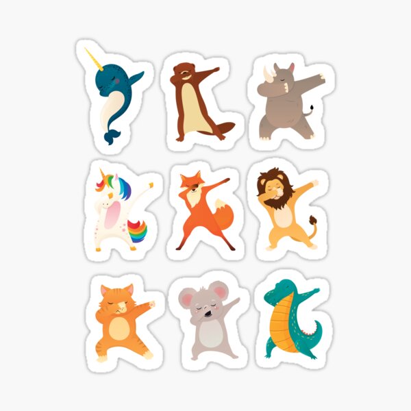 "Cute Dab Dabbing Animals Sticker Pack - Narwhale, Otter, Rhino ...