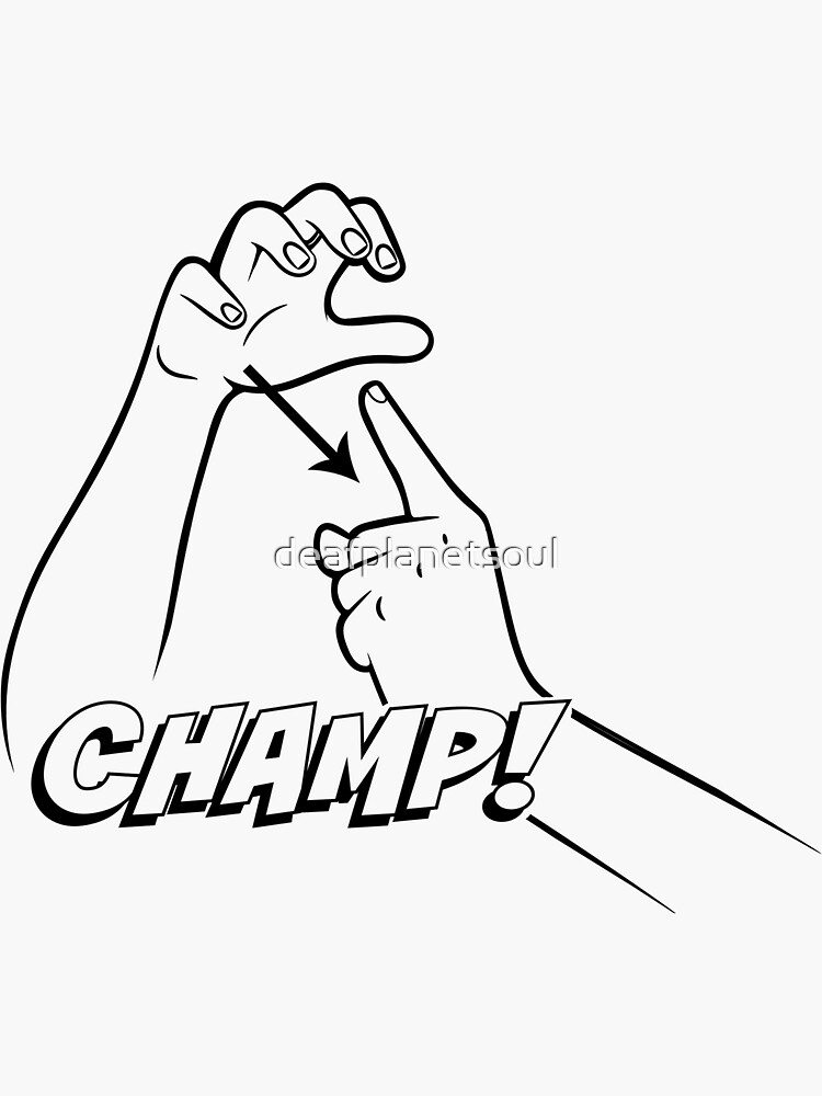"CHAMP! ASL Design" Sticker for Sale by deafplanetsoul | Redbubble
