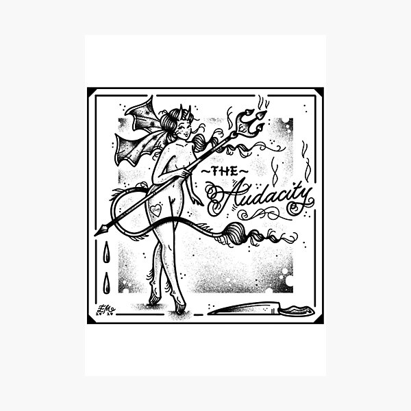 "The Audacity Devil Girl Mantra Flash Tattoo" Photographic Print by ...