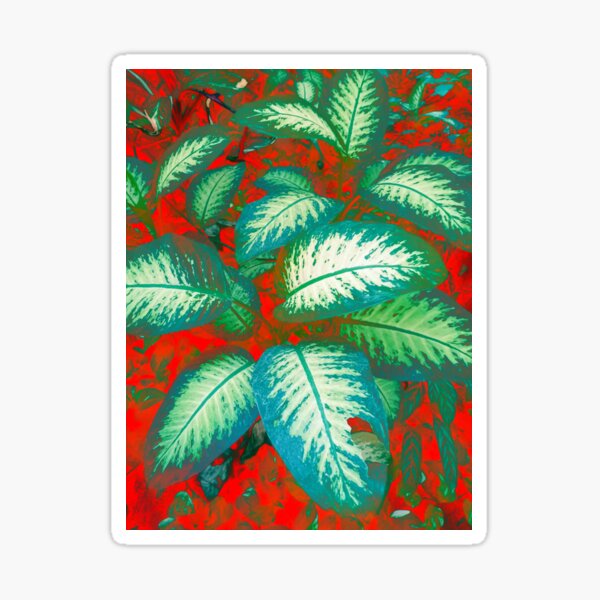 "red tropical leaves" Sticker for Sale by OMdesigns93 | Redbubble