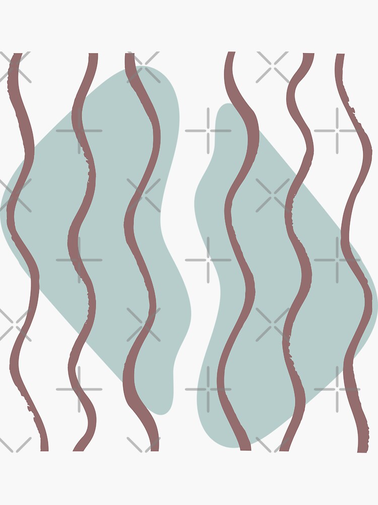 "Contemporary Abstract Wavy Lines Pastel Minimalist design " Sticker ...