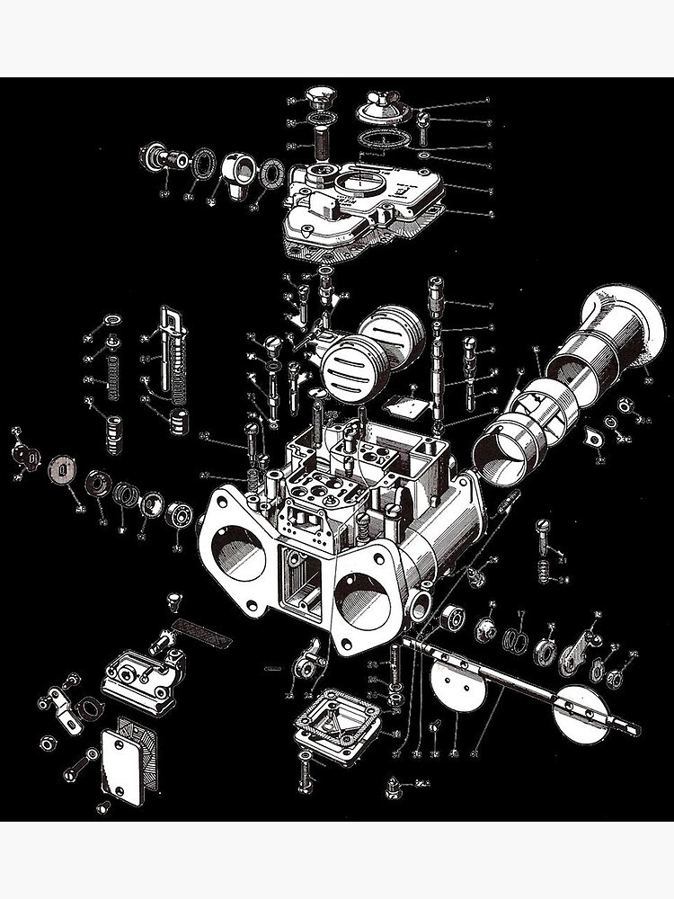 "DCOE Carb Exploded View Mechanic" Photographic Print by kief-clothes ...