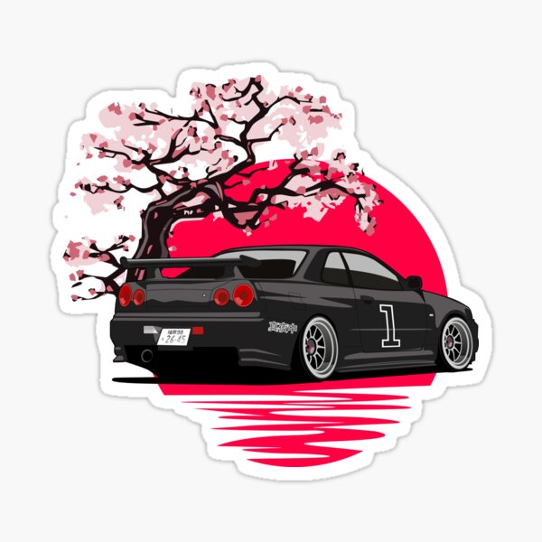 "R34 GTR Japan" Sticker for Sale by Le-Graoully | Redbubble