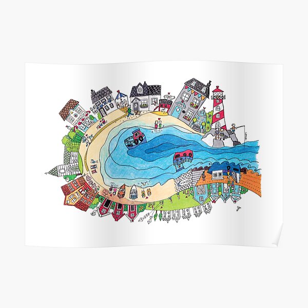 "Seaside Harbour Illustration With British and Nordic influences ...