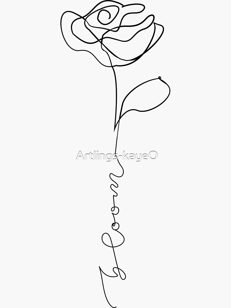 "Rose Outline" Sticker by Artlings-kayeO | Redbubble