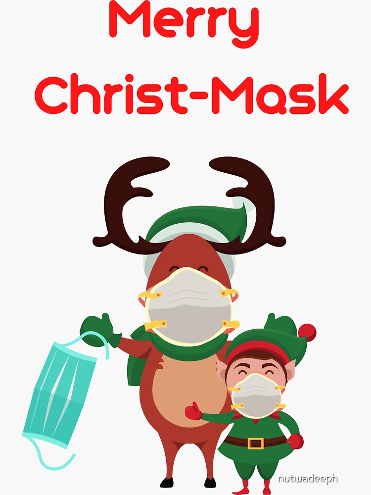 "merry christ-mask" Sticker for Sale by nutwadeeph | Redbubble