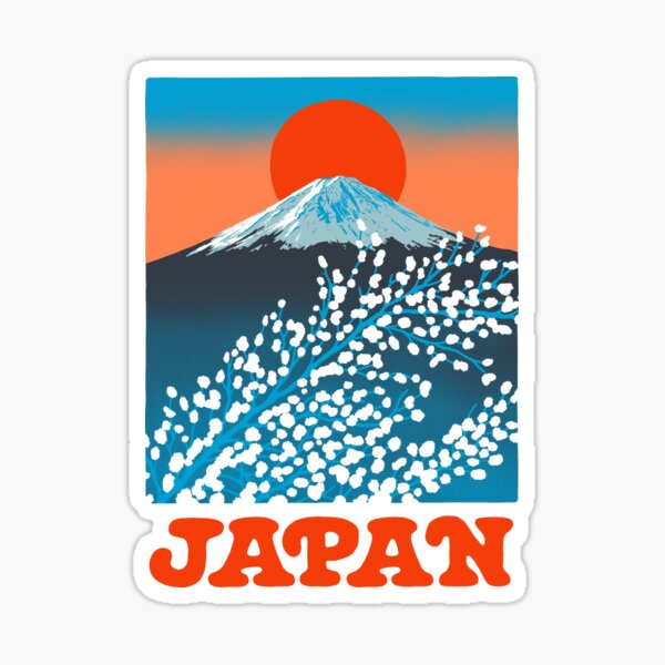 "Vintage Mount Fuji, Japan" Sticker by lorenklein | Redbubble