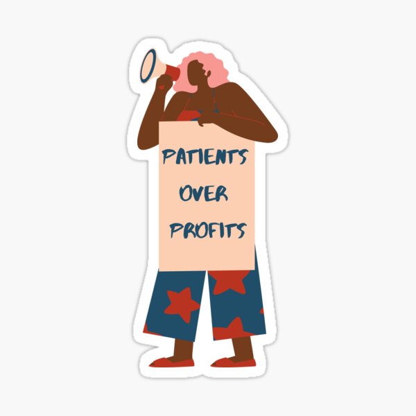 "Patients Over Profits Red Blue" Sticker for Sale by ClearCreekCo ...