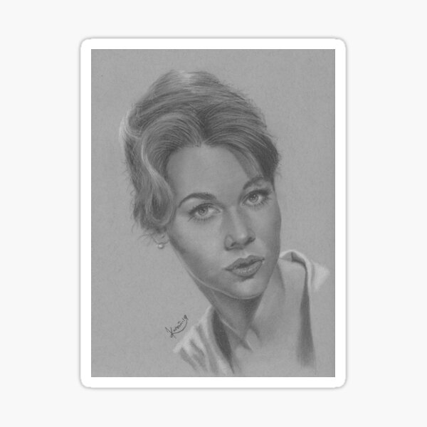 "Jane Fonda" Sticker for Sale by jkarenart | Redbubble