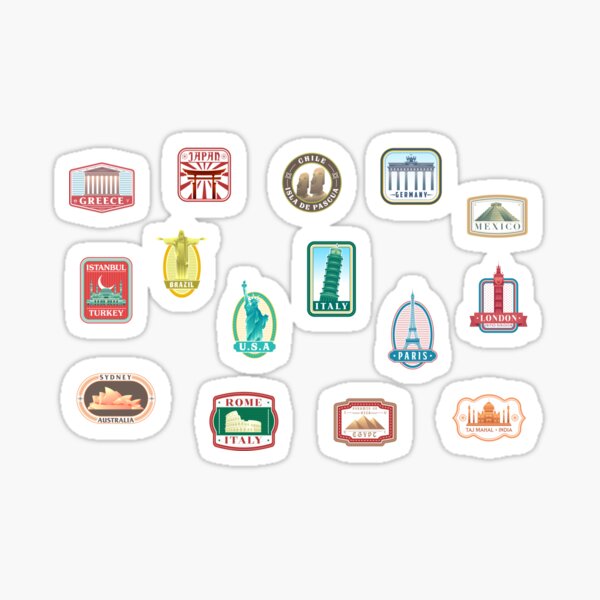 "Landmark Stickers" Sticker for Sale by PatternSquare | Redbubble