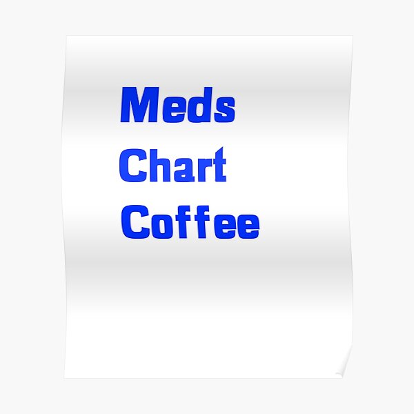 "Meds Chart Coffee Blue Letters" Poster for Sale by sfemilycall | Redbubble