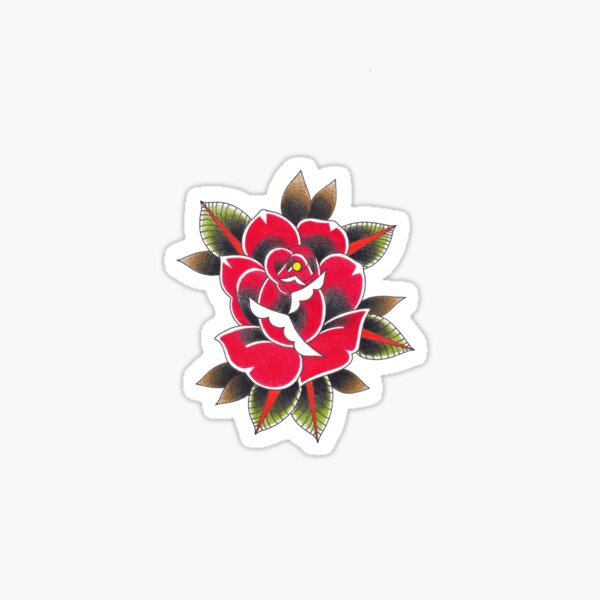 "Trad Rose Design " Sticker by harveycummings | Redbubble
