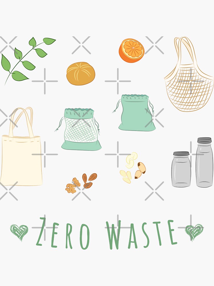"Zero Waste Shopping Illustration" Sticker for Sale by sziszigraphics ...