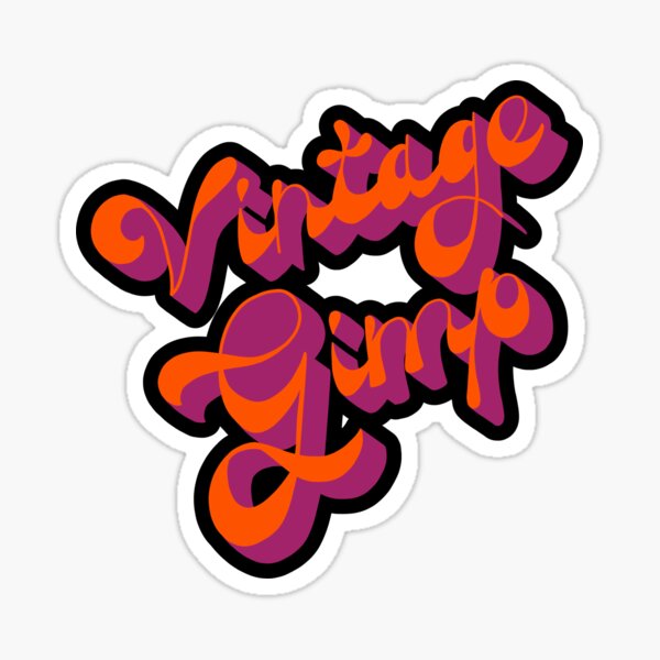 "Vintage Gimp Groovy 70s Hand Lettered Script Orange" Sticker by WPahat ...