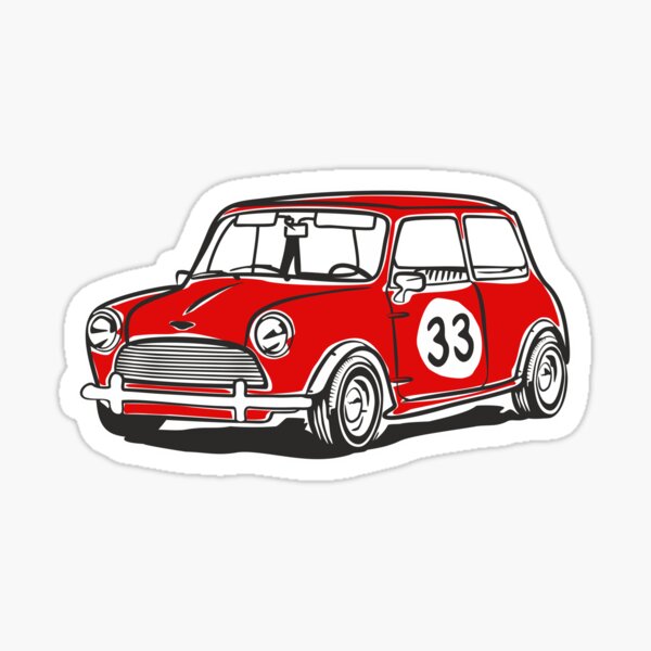 "Austin Mini Cooper Red #33" Sticker for Sale by DRScustoms | Redbubble
