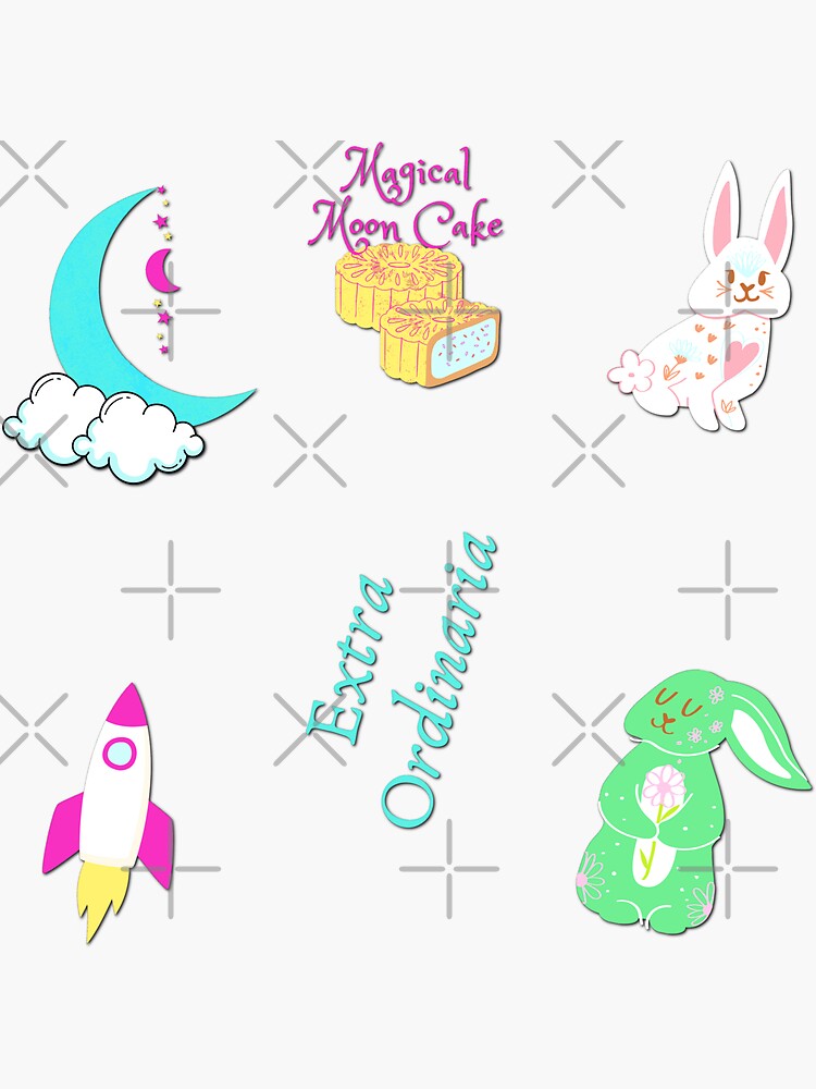 "ExtraOdrinaria, Jade Rabbit, white rabbit, Over the Moon" Sticker for ...