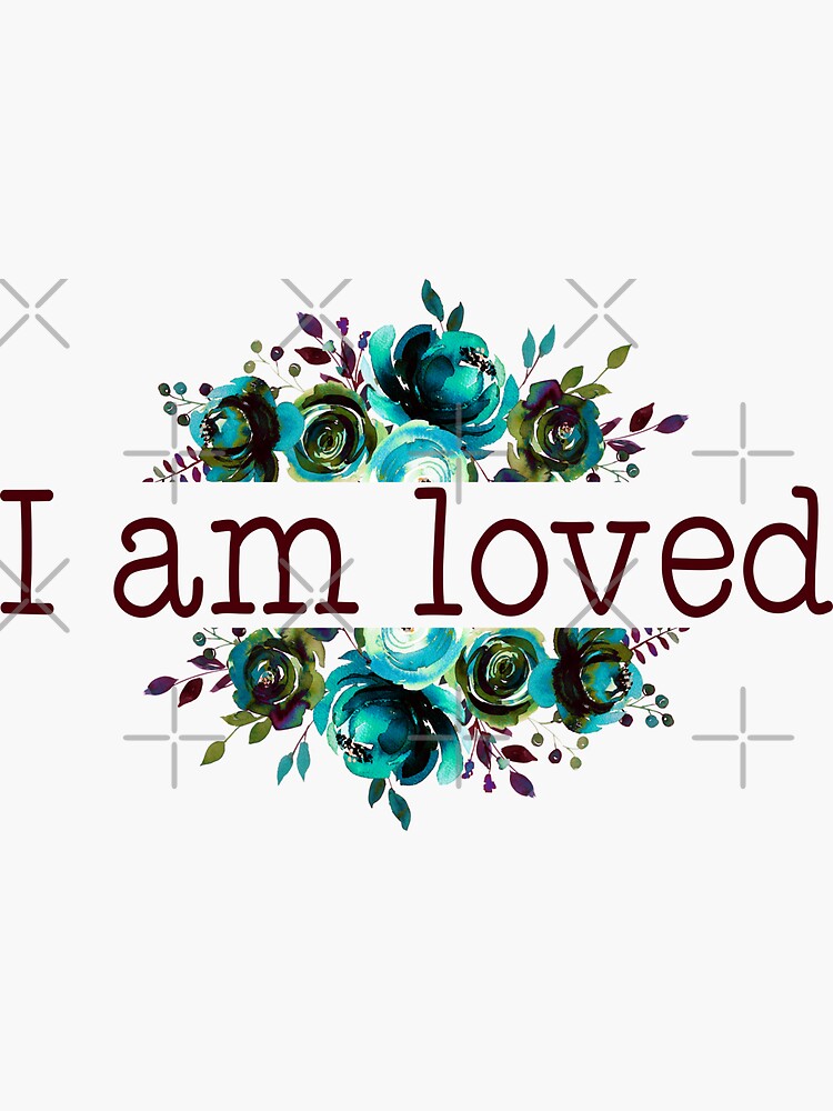 "Christian Quote Watercolor Bible Verse Floral - I am loved" Sticker ...