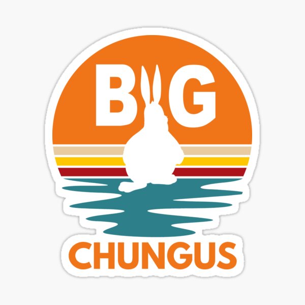 "Big Chungus Shadow Meme Fat Bunny Retro Vintage 70s Sunset" Sticker by ...