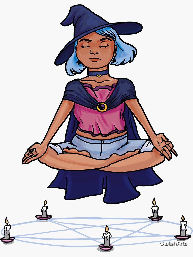 "Meditating Witch" Sticker for Sale by OwlishArts | Redbubble