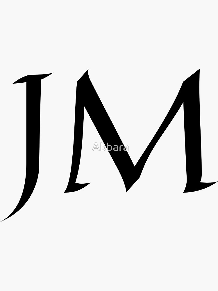 Pegatina «Iniciales de JM simples en blanco y negro con monograma» de ...