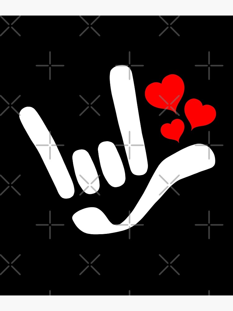 "ILY I Love You With Red Heart ASL American Sign Language Design ...