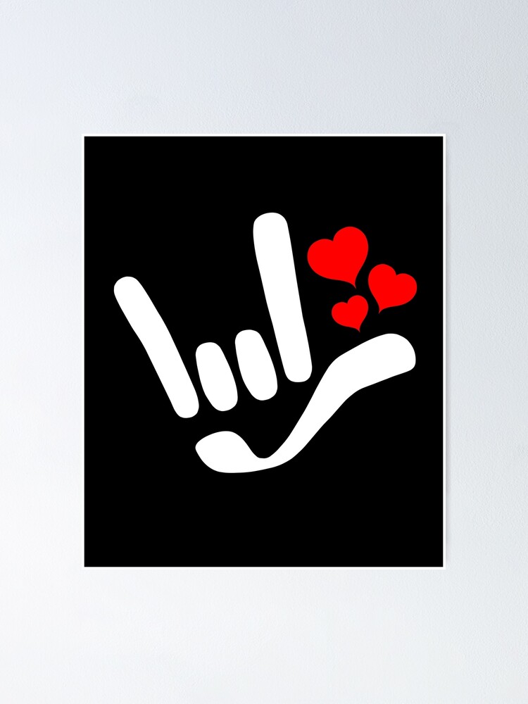 "ILY I Love You With Red Heart ASL American Sign Language Design ...