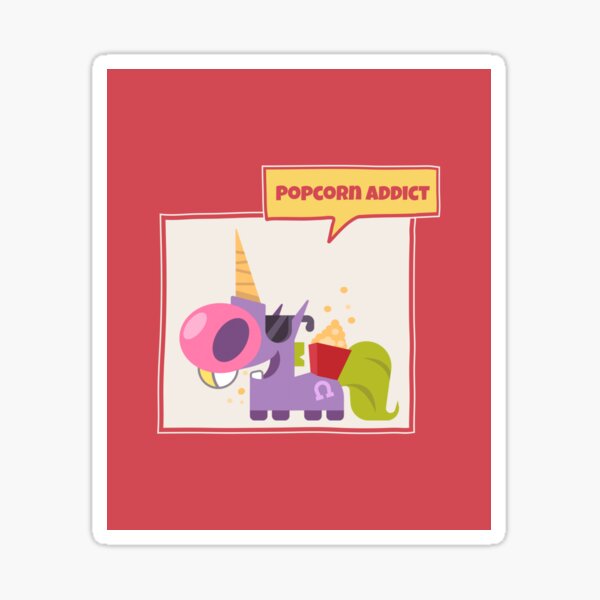 "Popcorn Addict" Sticker for Sale by AladdinMktgs | Redbubble