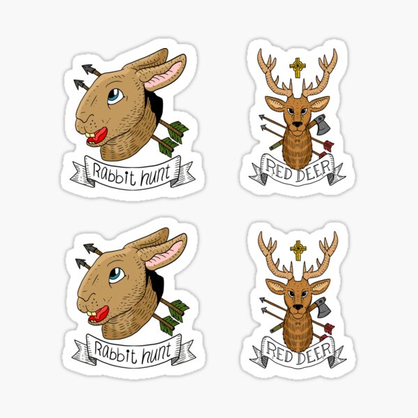 "rabbit hunt, hunting design. " Sticker for Sale by jjartanddrawing ...