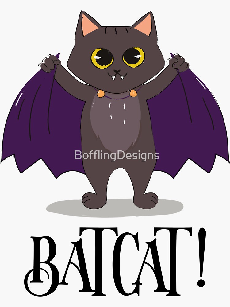 "BatCat" Sticker for Sale by BofflingDesigns | Redbubble