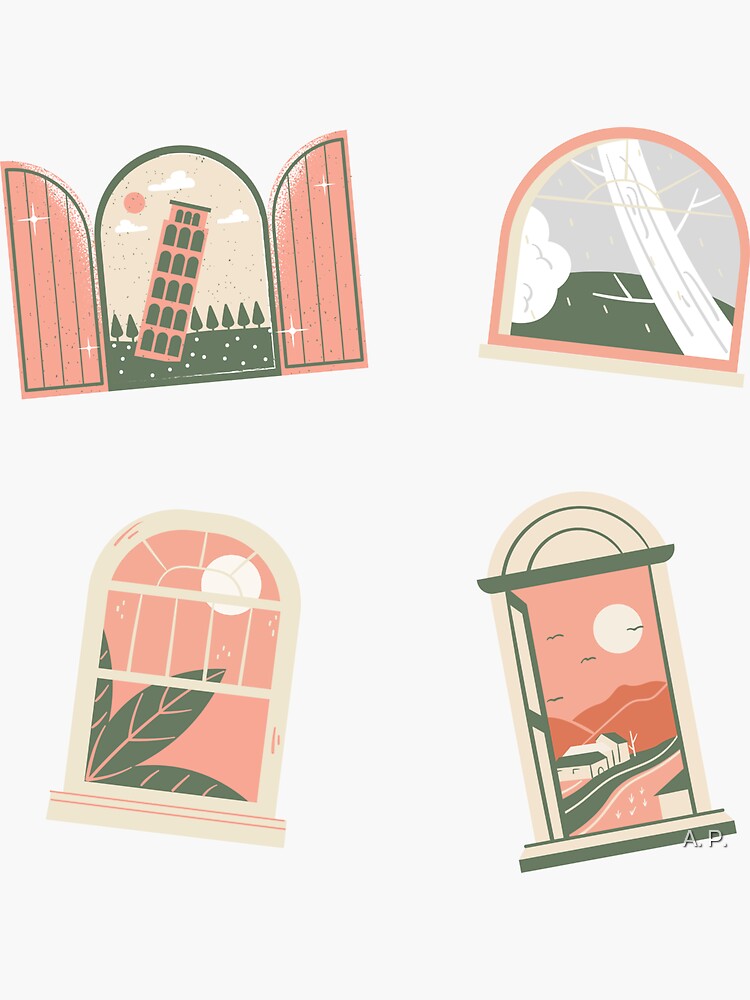 "Cute Window Drawings Architecture Gift Idea" Sticker for Sale by ...