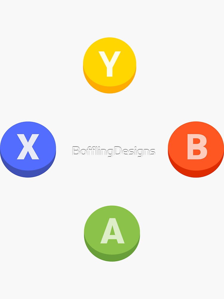 "Y,B,A,X Xbox Controller" Sticker by BofflingDesigns | Redbubble