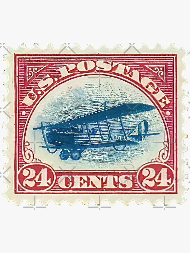 "1921 BI-PLANE AIRMAIL STAMP 24 CENT" Sticker von VINTAGEGARAGE | Redbubble