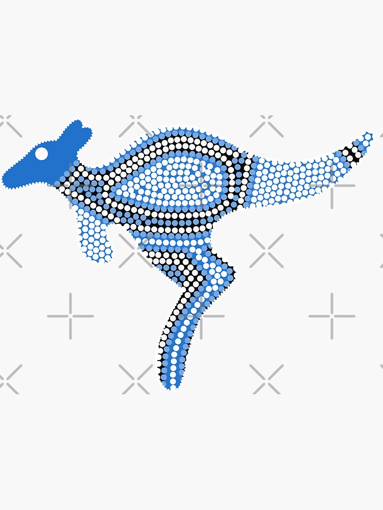 "Authentic Aboriginal Art - Kangaroo (blue)" Sticker for Sale by ...