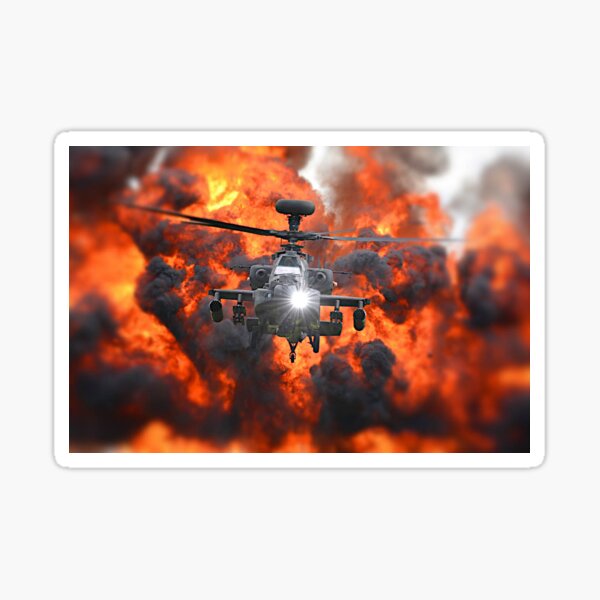 "Apache Explosion " Sticker for Sale by Fearless-Fox | Redbubble