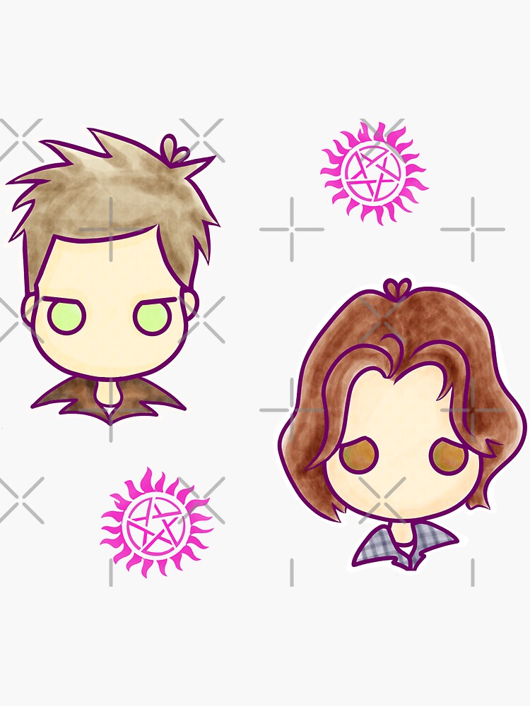 "Cute Kawaii Chibi Sam and Dean" Sticker for Sale by kawaicherrypi ...