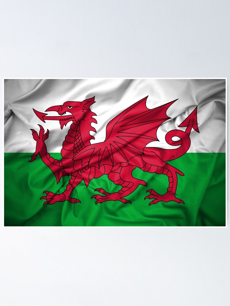 "Welsh Flag Face Mask Design - Detailed Silk Texture" Poster by ...