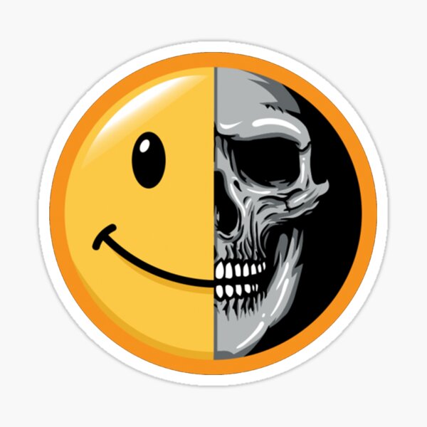 "Smiley face skull face" Sticker for Sale by jama777 | Redbubble
