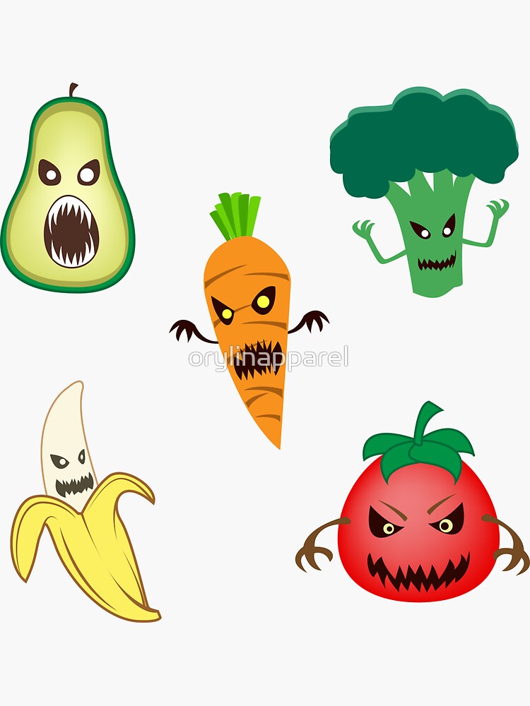 "Angry Fruit and Vegetables Funny" Sticker for Sale by orylinapparel ...